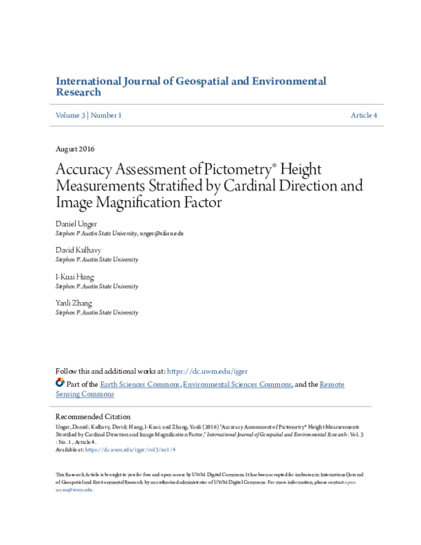 (PDF) Accuracy Assessment of Pictometry® Height Measurements Stratified ...