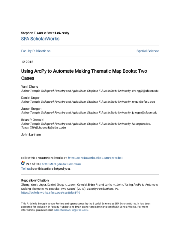 (PDF) Using ArcPy to Automate Making Thematic Map Books: Two Cases