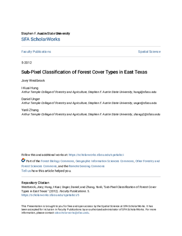 (PDF) Sub-Pixel Classification of Forest Cover Types in East Texas