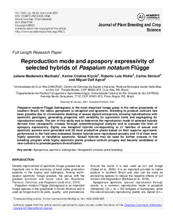 (PDF) Reproduction mode and apospory expressivity of selected hybrids ...