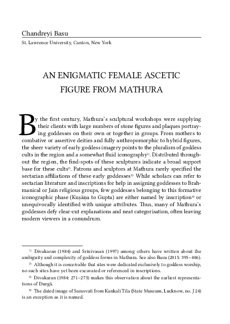 (PDF) An Enigmatic Female Ascetic Figure from Mathura
