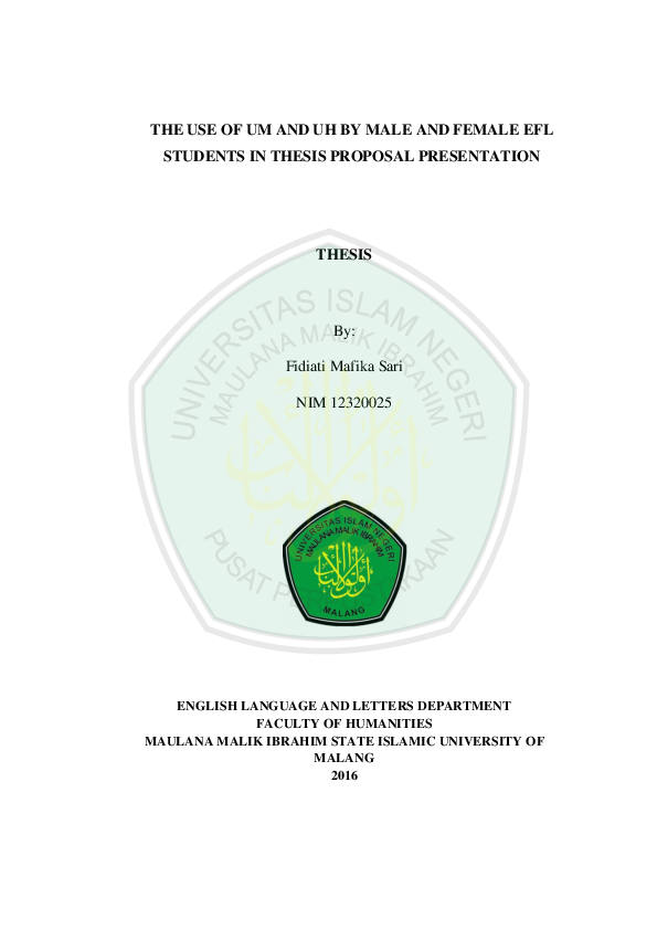 (PDF) The use of um and uh by male and female EFL Students in thesis ...