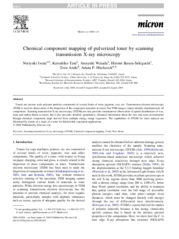 (PDF) Chemical component mapping of pulverized toner by scanning ...