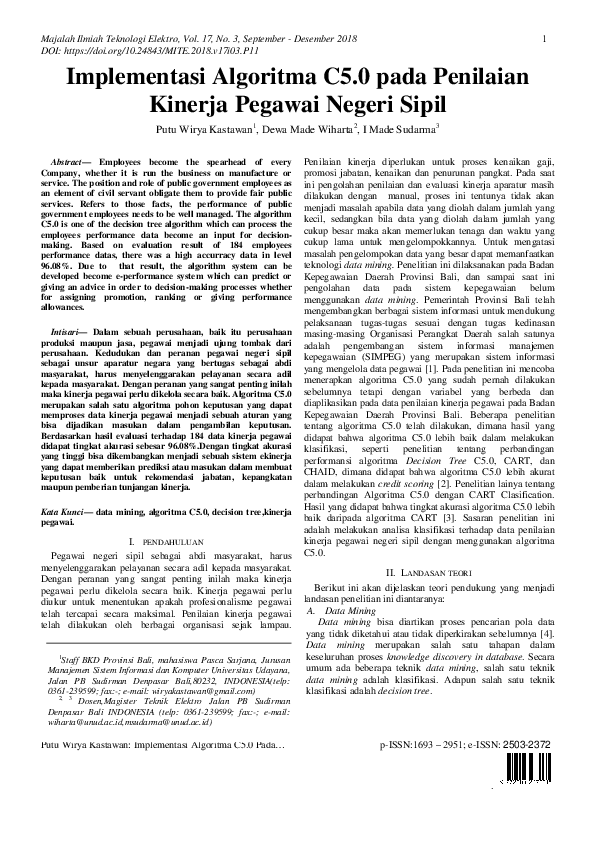 (PDF) Implementasi Algoritma C5.0 pada Penilaian Kinerja Pegawai Negeri Sipil