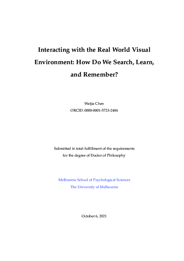 (PDF) Interacting with the Real World Visual Environment: How Do We ...