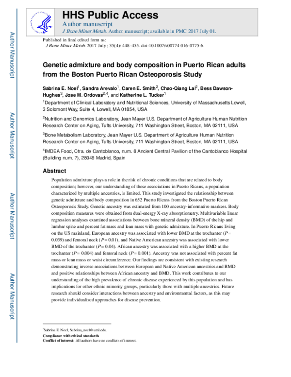 (PDF) Genetic admixture and body composition in Puerto Rican adults ...