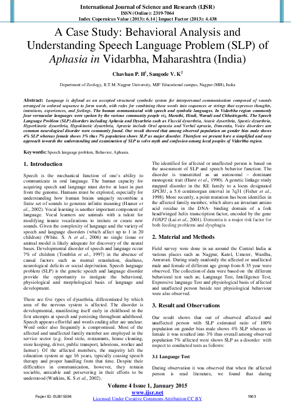 (PDF) A Case Study : Behavioral Analysis and Understanding Speech ...