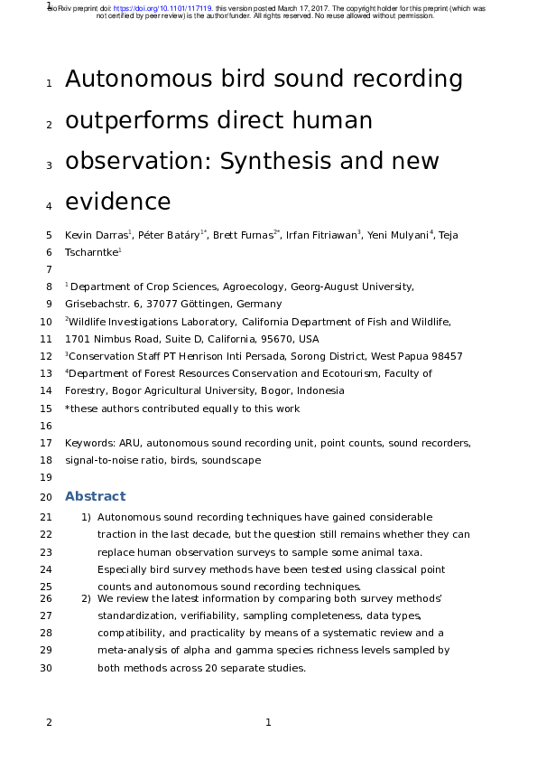 (PDF) Comparing the sampling performance of sound recorders versus ...