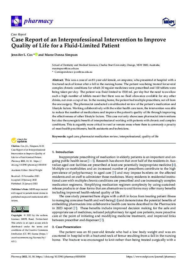 (PDF) Case Report of an Interprofessional Intervention to Improve ...