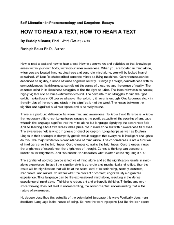 (PDF) How to Read a Text, How to Hear a Text