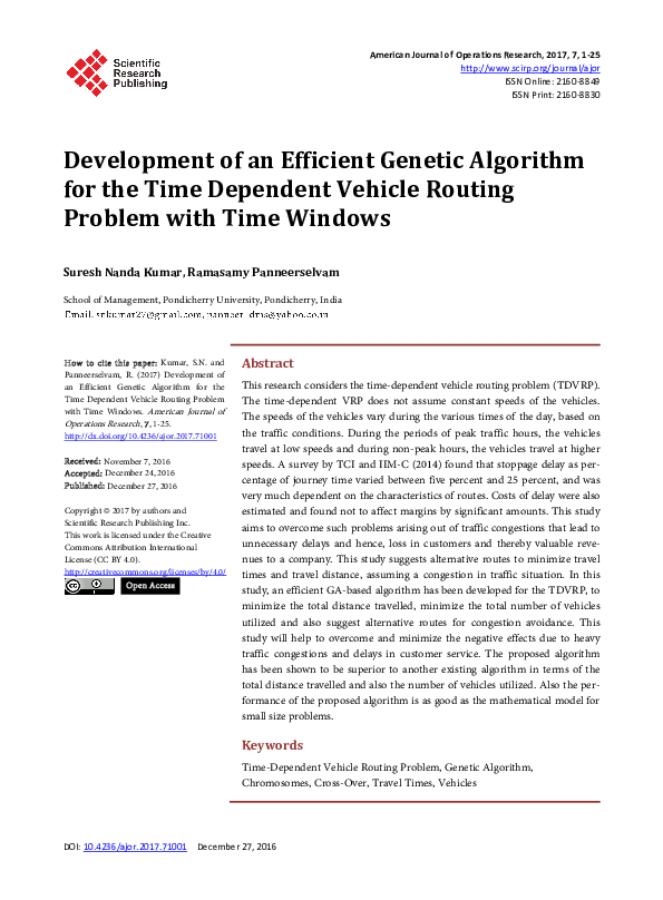 (PDF) Development of an Efficient Genetic Algorithm for the Time ...