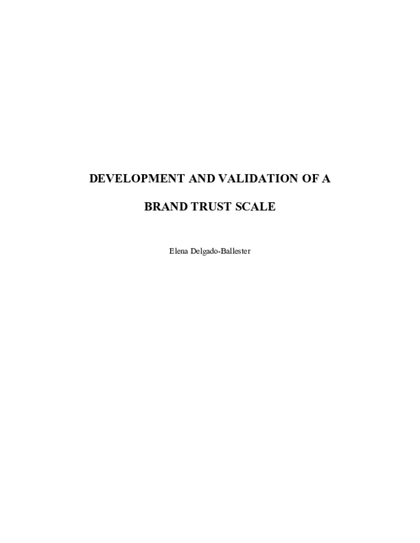 (PDF) Development and Validation of a Brand Trust Scale
