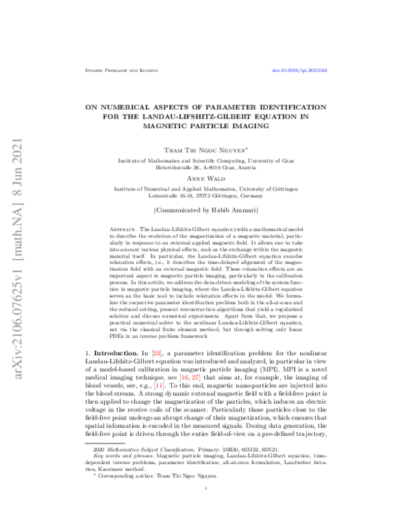 (PDF) On numerical aspects of parameter identification for the Landau-Lifshitz-Gilbert equation ...