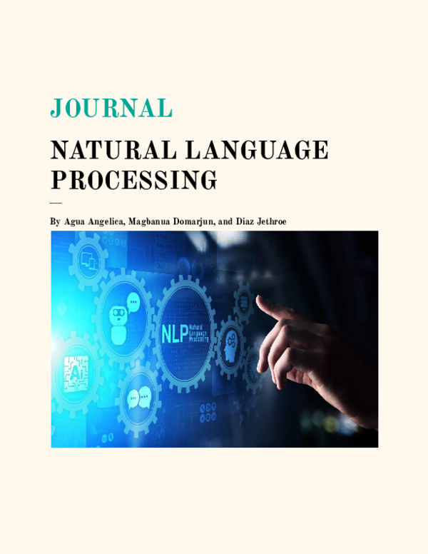 Pdf Natural Language Processing Journal Group A Angelica Agua