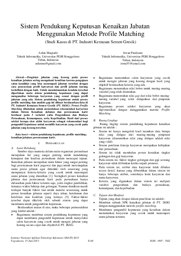 (PDF) Sistem Pendukung Keputusan Kenaikan Jabatan Menggunakan Metode ...