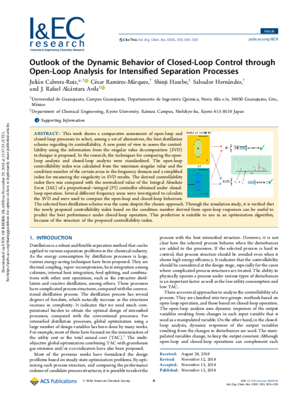 (PDF) Comparative Analysis of Open-Loop and Closed-Loop Control in Distillation