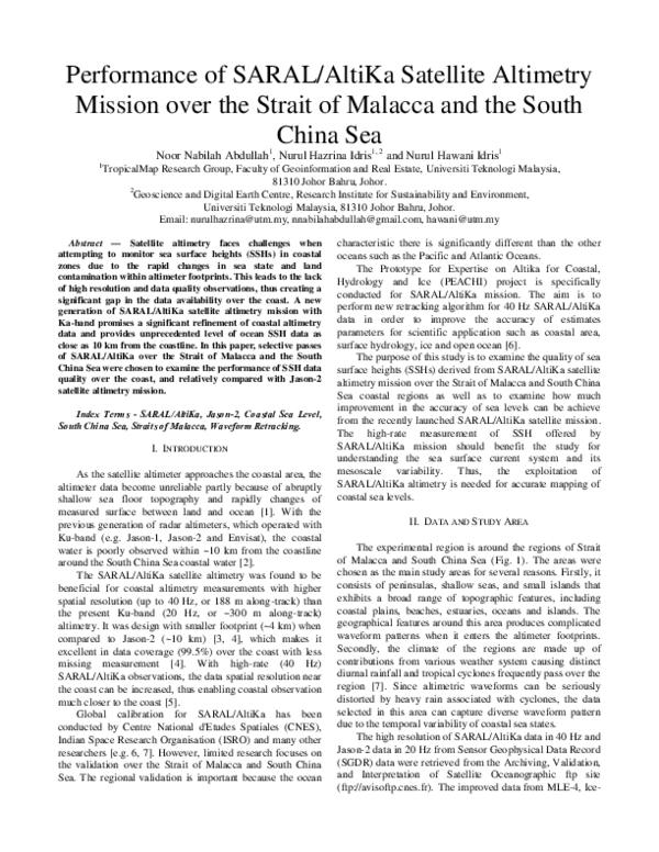 (PDF) Performance of SARAL/AltiKa satellite altimetry mission over the ...