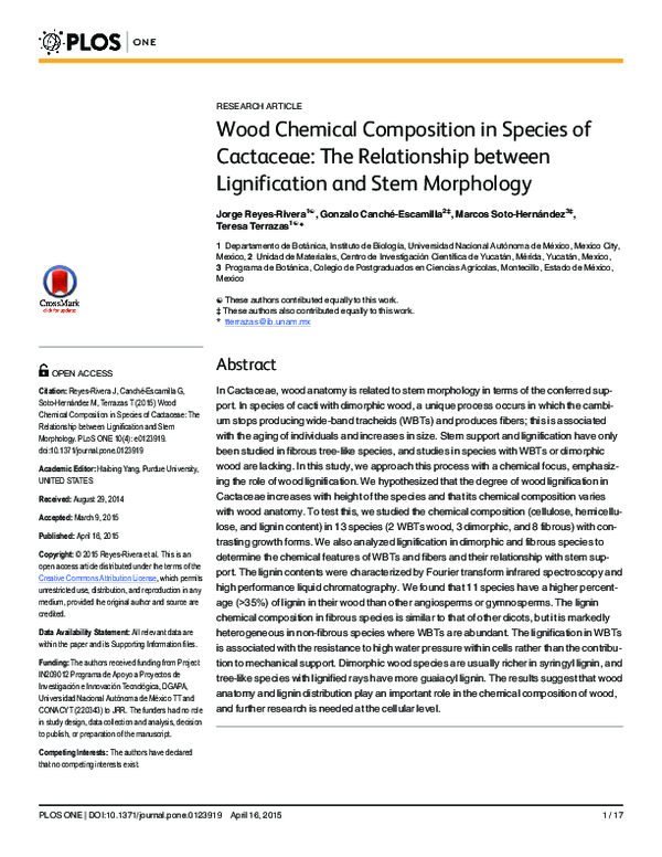 (PDF) Wood Chemical Composition in Species of Cactaceae: The ...