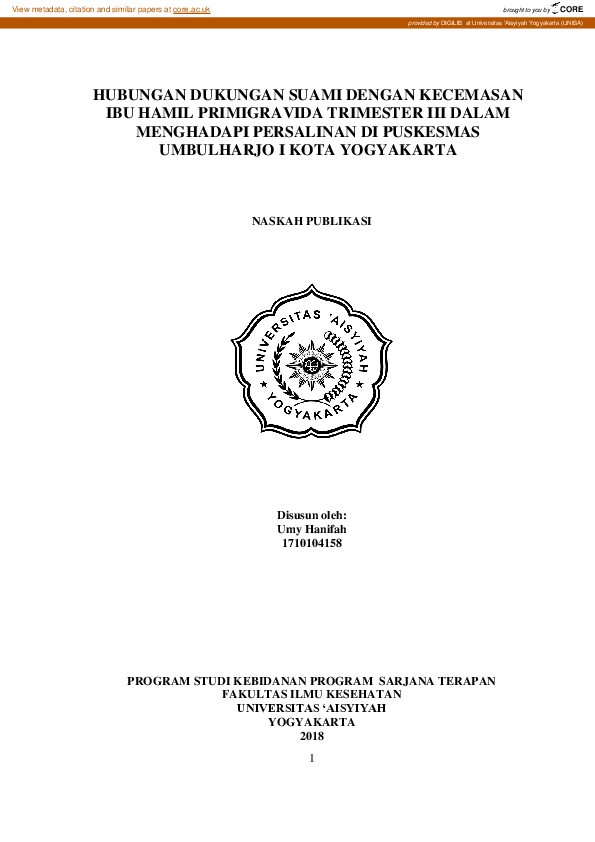 (PDF) Hubungan Dukungan Suami Dengan Kecemasan Ibu Hamil Primigravida Trimester III Dalam ...