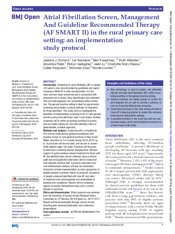 (PDF) Atrial Fibrillation Screen, Management And Guideline Recommended ...