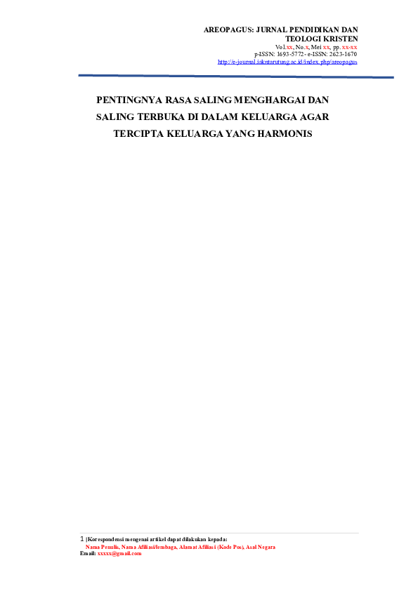 (DOC) PENTINGNYA RASA SALING MENGHARGAI DAN SALING TERBUKA DI DALAM ...
