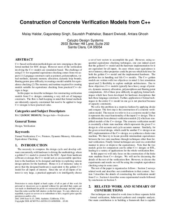 (PDF) Construction of concrete verification models from C++