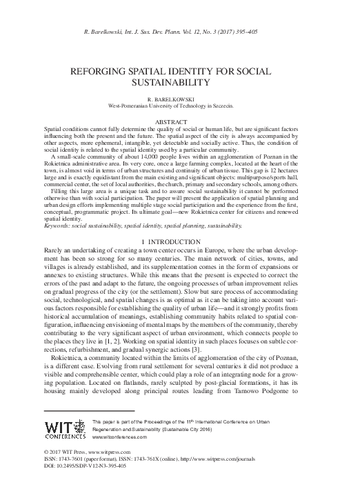 (PDF) Reforging spatial identity for social sustainability