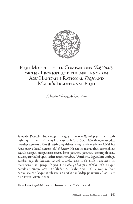 (PDF) Ijtihad Methods of The Prophet’s Companions and Its Influence on ...