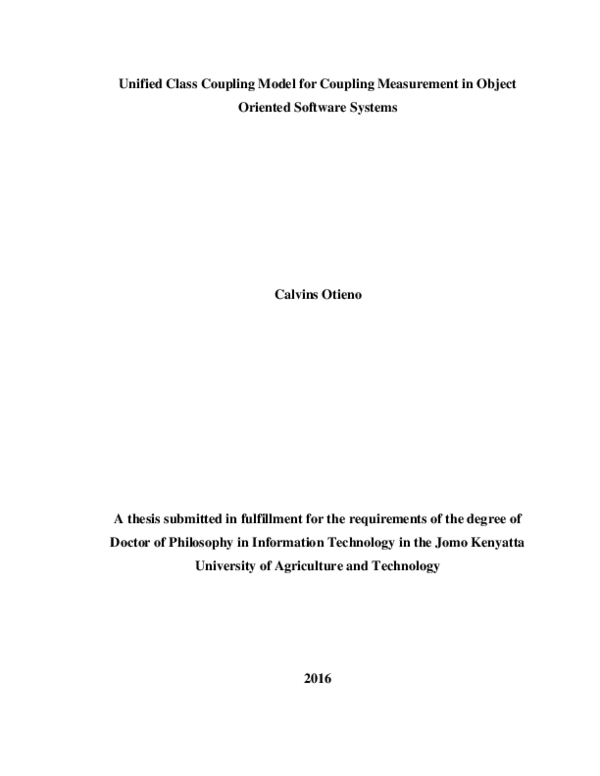 (PDF) Unified Class Coupling Model for Coupling Measurement in Object Oriented Software Systems