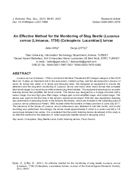 (PDF) An Effective Method for the Monitoring of Stag Beetle (Lucanus ...
