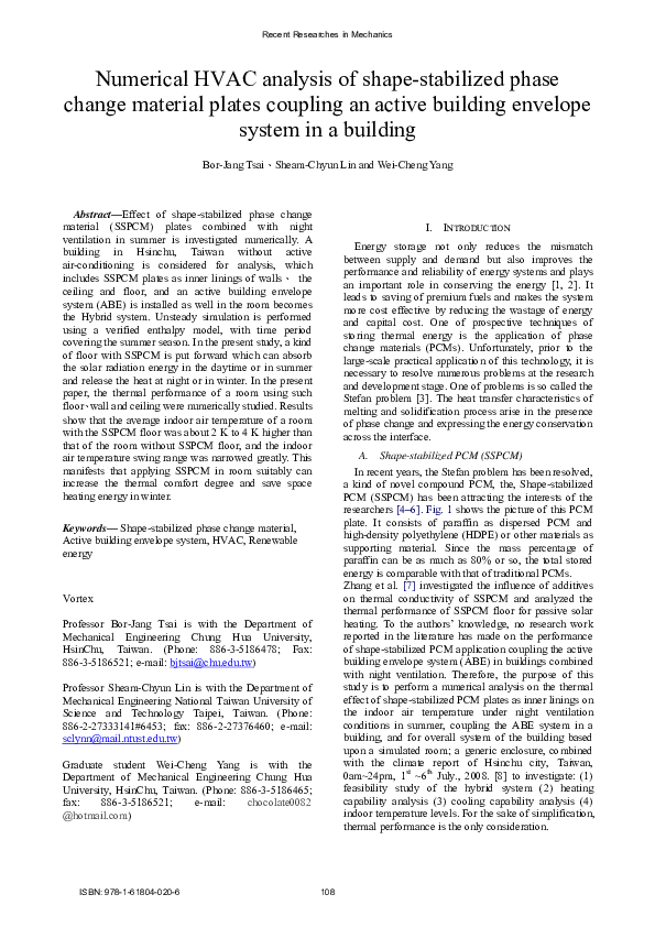(PDF) Numerical HVAC analysis of shape-stabilized phase change material ...
