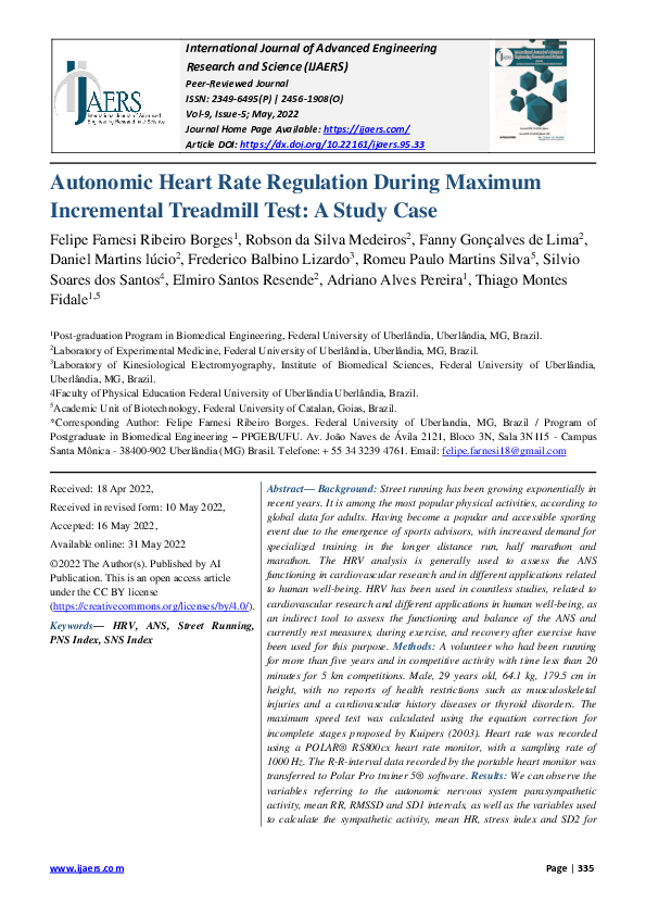 (PDF) Autonomic Heart Rate Regulation During Maximum Incremental ...