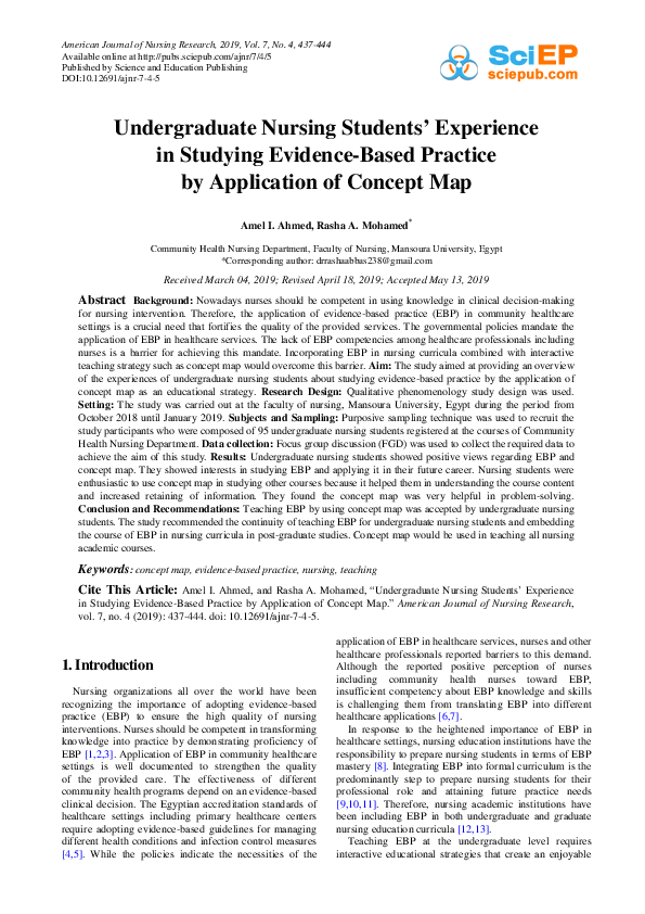(PDF) Undergraduate Nursing Students’ Experience in Studying Evidence ...
