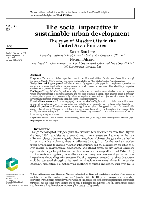 (PDF) The social imperative in sustainable urban development