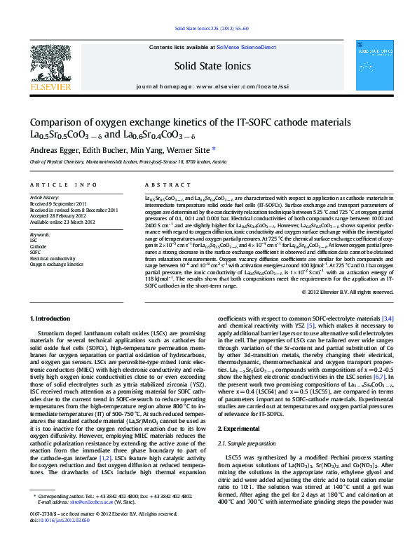 (PDF) Comparison of oxygen exchange kinetics of the IT-SOFC cathode ...