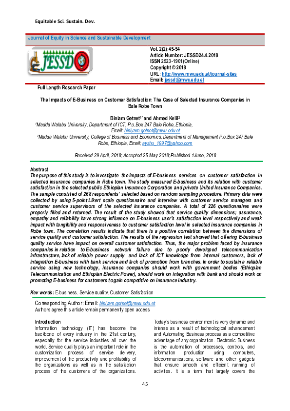 (PDF) The Impacts of E-Business on Customer Satisfaction: The Case of ...