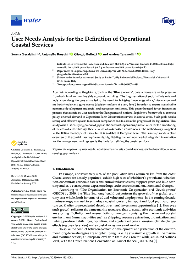 User Needs Analysis for the Definition of Operational Coastal Services