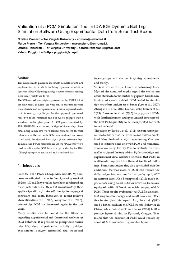 Pdf Validation Of A Pcm Simulation Tool In Ida Ice Dynamic Building Simulation Software Using