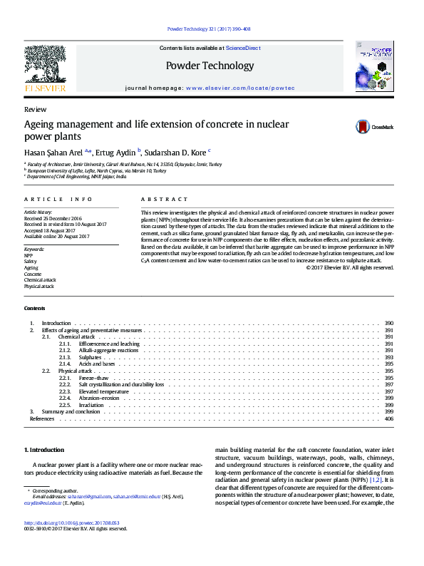 (PDF) Ageing management and life extension of concrete in nuclear power plants