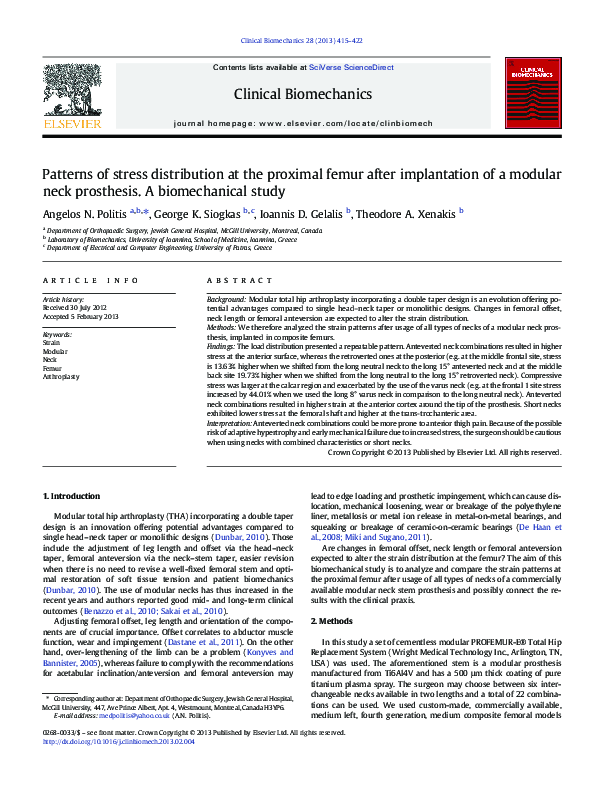 (PDF) Patterns of stress distribution at the proximal femur after ...