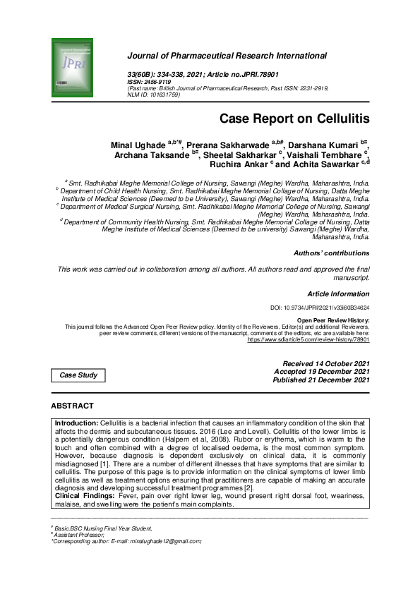(PDF) Case Report on Cellulitis