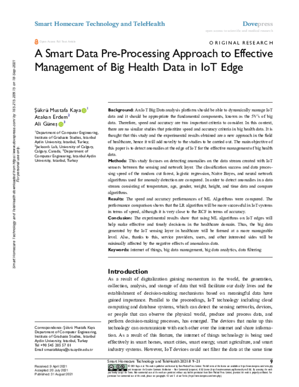 (PDF) A Smart Data Pre-Processing Approach to Effective Management of ...