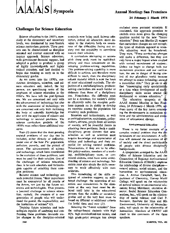 (PDF) Challenges for Science Education