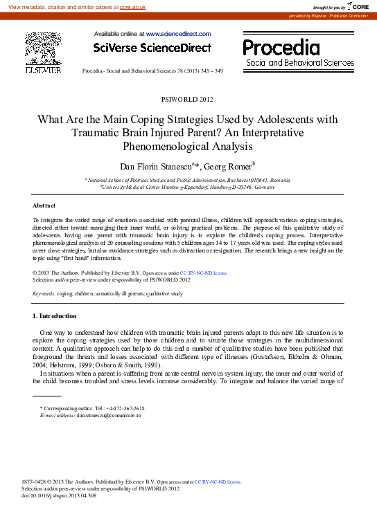 (PDF) What are the Main Coping Strategies Used by Adolescents with ...