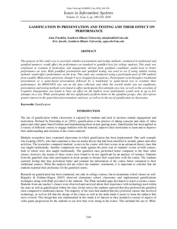 (PDF) Gamification in Presentation and Testing and Their Effect on ...