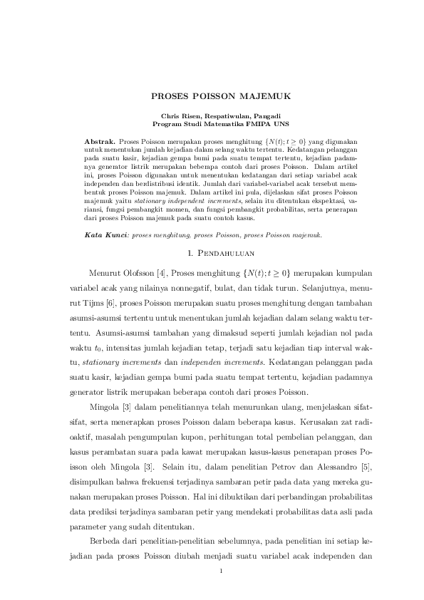 (PDF) Proses Poisson Majemuk