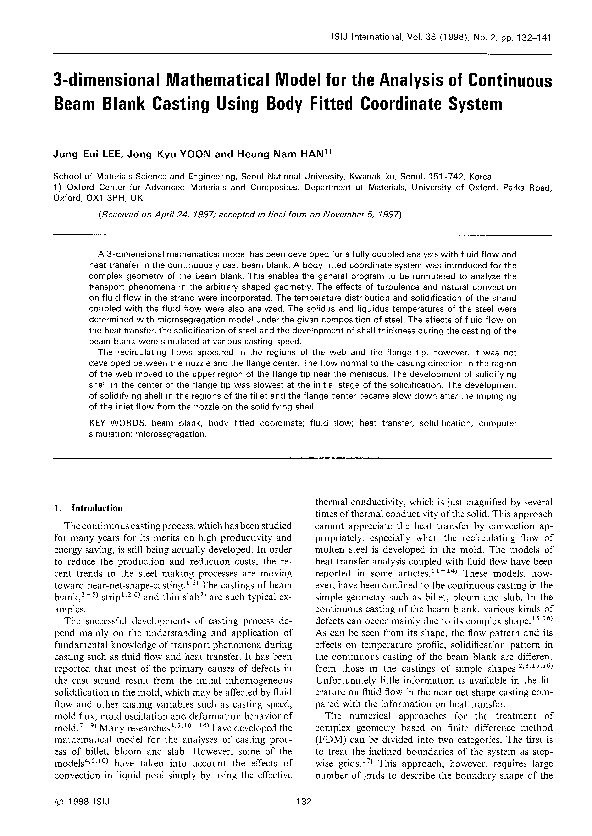 (PDF) 3-dimensional Mathematical Model for the Analysis of Continuous Beam Blank Casting Using ...