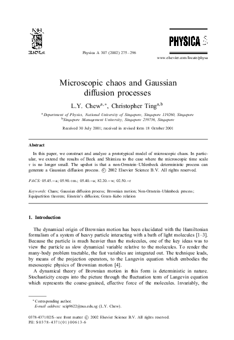(PDF) Microscopic chaos and Gaussian diffusion processes