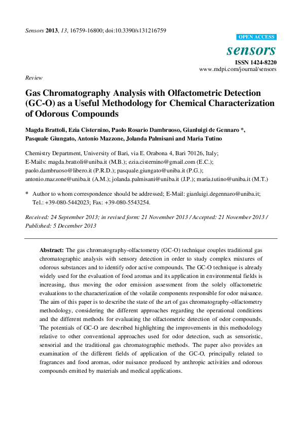 (PDF) Review Gas Chromatography Analysis with Olfactometric Detection ...