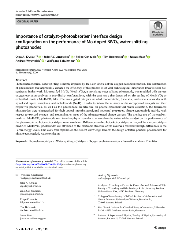 (PDF) Importance of catalyst–photoabsorber interface design ...